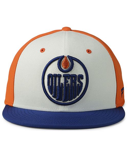 Authentic NHL Headwear Edmonton Oilers Tri-Color Throwback Snapback Cap ...