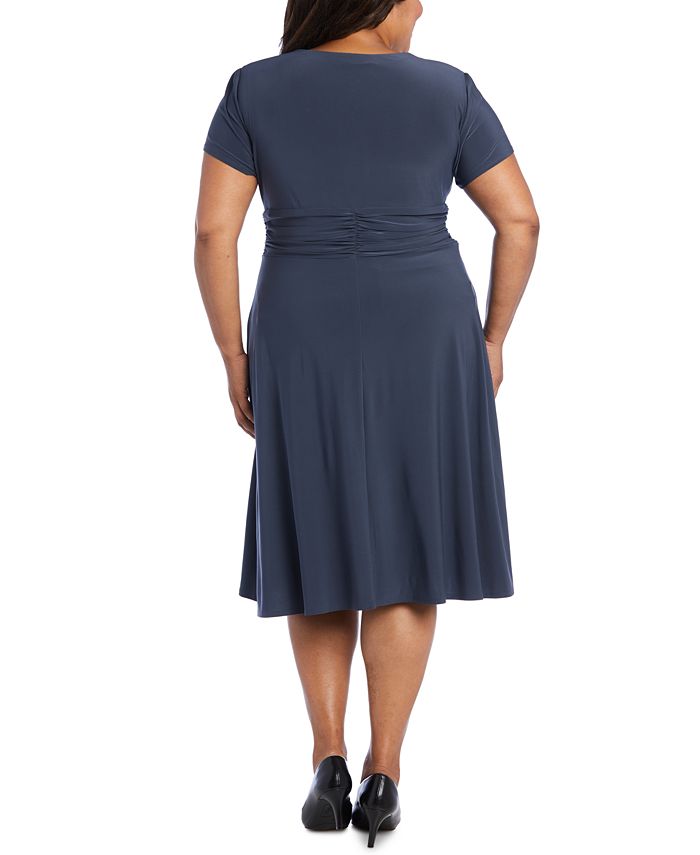 R & M Richards Plus Size Rhinestone-Belted Surplice Dress - Macy's