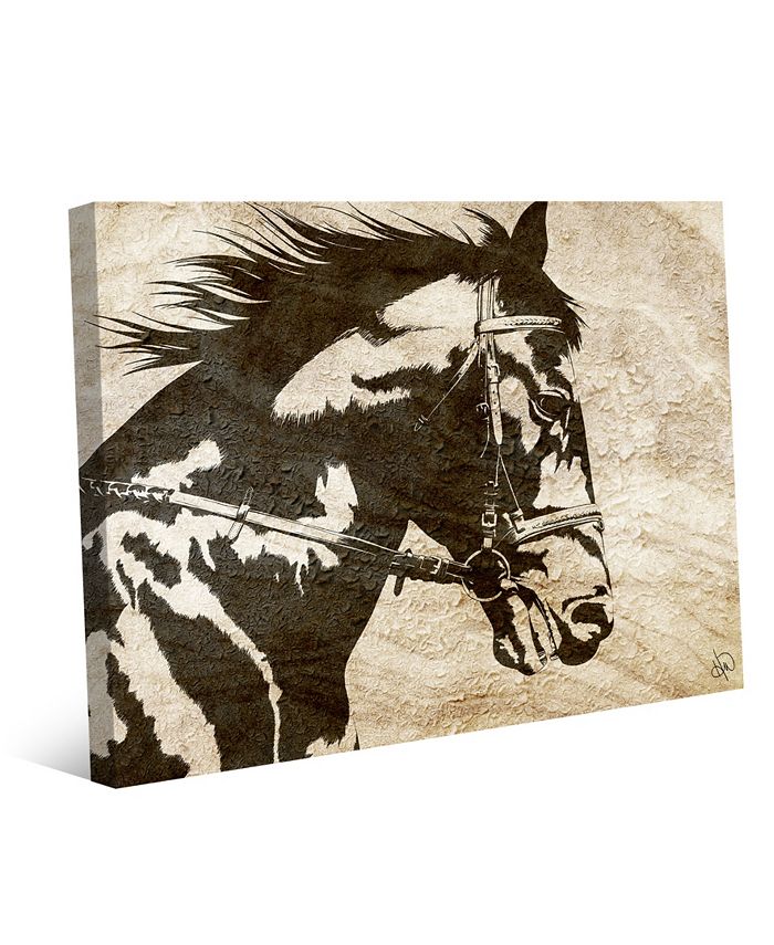 Creative Gallery Obsidian Sandstone Stallion 36" x 24" Canvas Wall Art ...