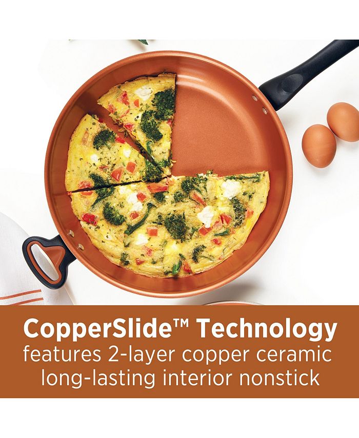 Farberware Glide Copper Ceramic Nonstick 12.5" Deep Skillet with Helper ...