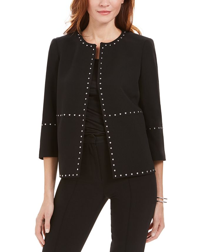 Kasper Stud-Trim Open-Front Jacket - Macy's