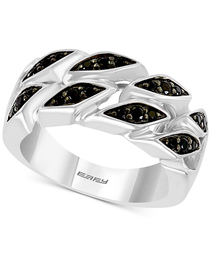EFFY Collection EFFY® Men's Black Spinel Ring in Sterling Silver - Macy's