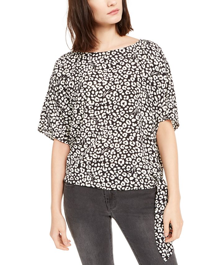 Michael Kors Leopard-Print Side-Tie Top - Macy's