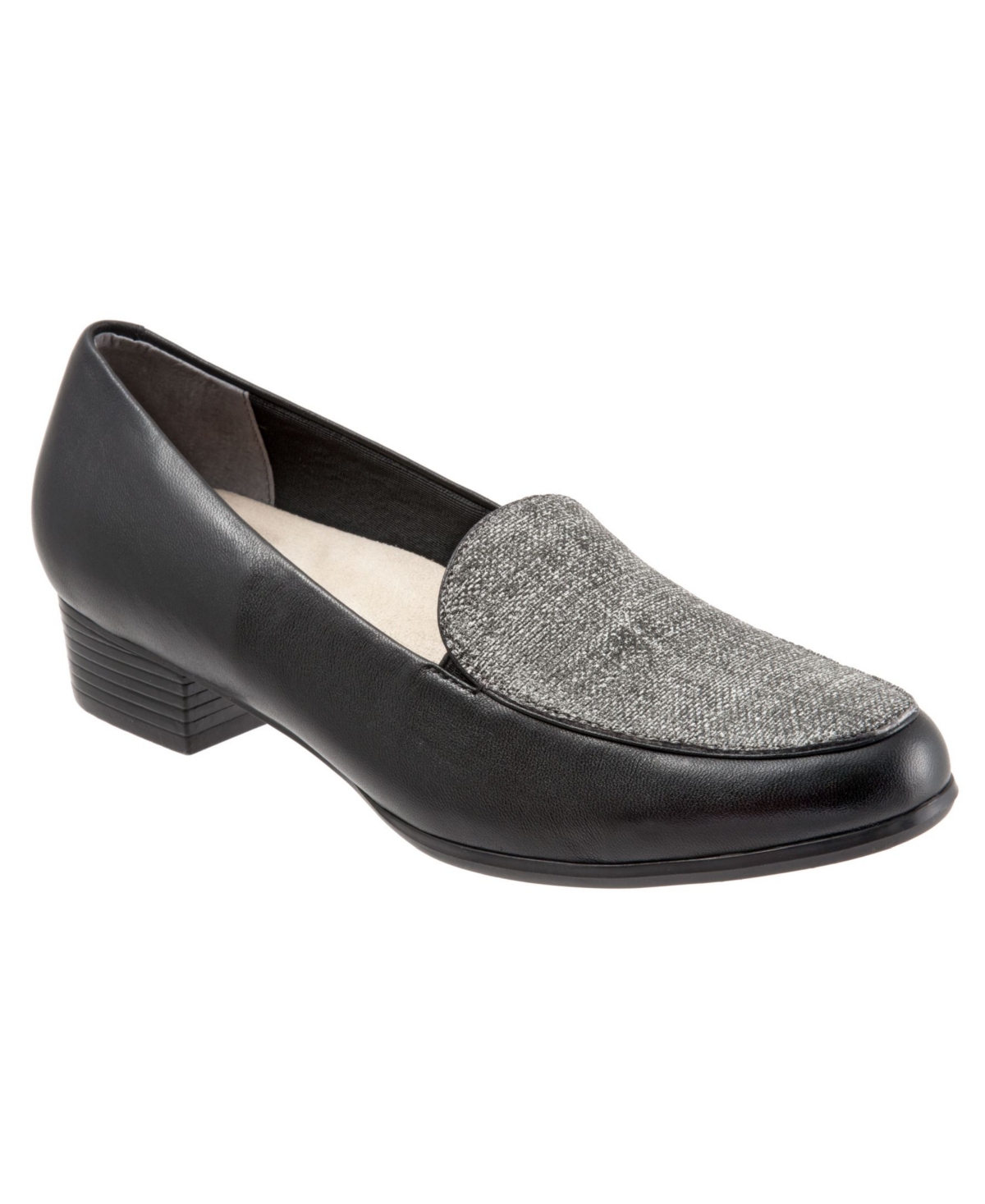 Click here for Trotters Monarch Flat - Black white linen prices