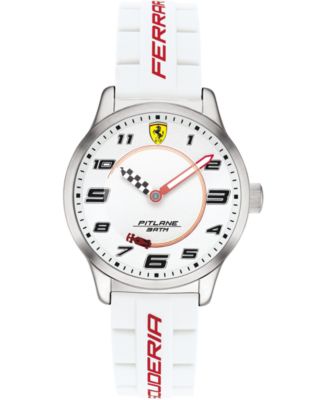 Ferrari Kid's Pitlane White Silicone Strap Watch 34mm - Macy's