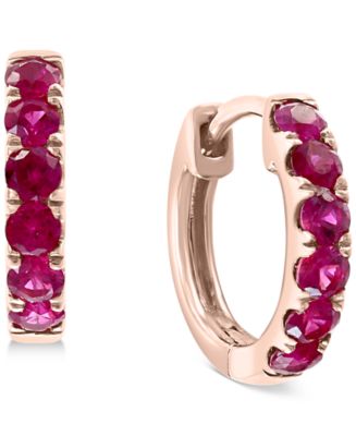 EFFY® Ruby Small Hoop Earrings (1/2 ct. t.w.) in 14k Rose Gold, 0.47 ...
