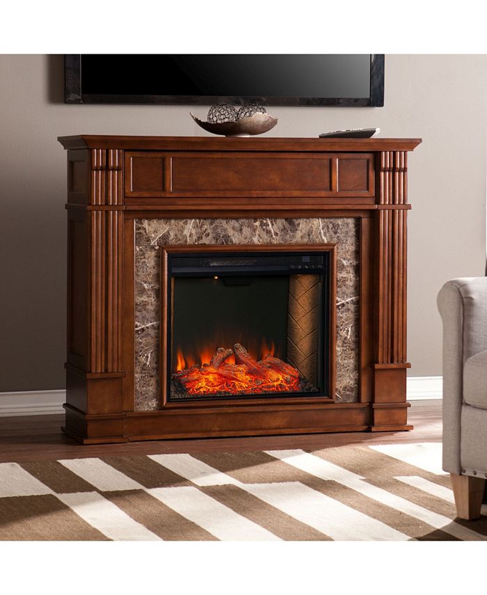 Southern Enterprises Eldridge Alexa-Enabled Electric Fireplace with ...