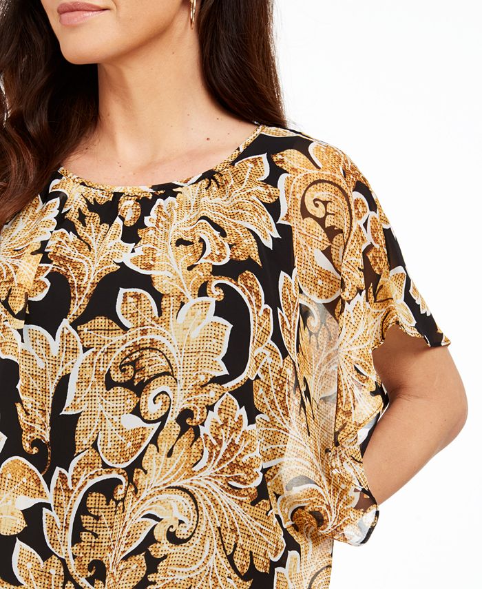 JM Collection Petite Flutter-Sleeve Banded-Hem Top, Created for Macy's ...