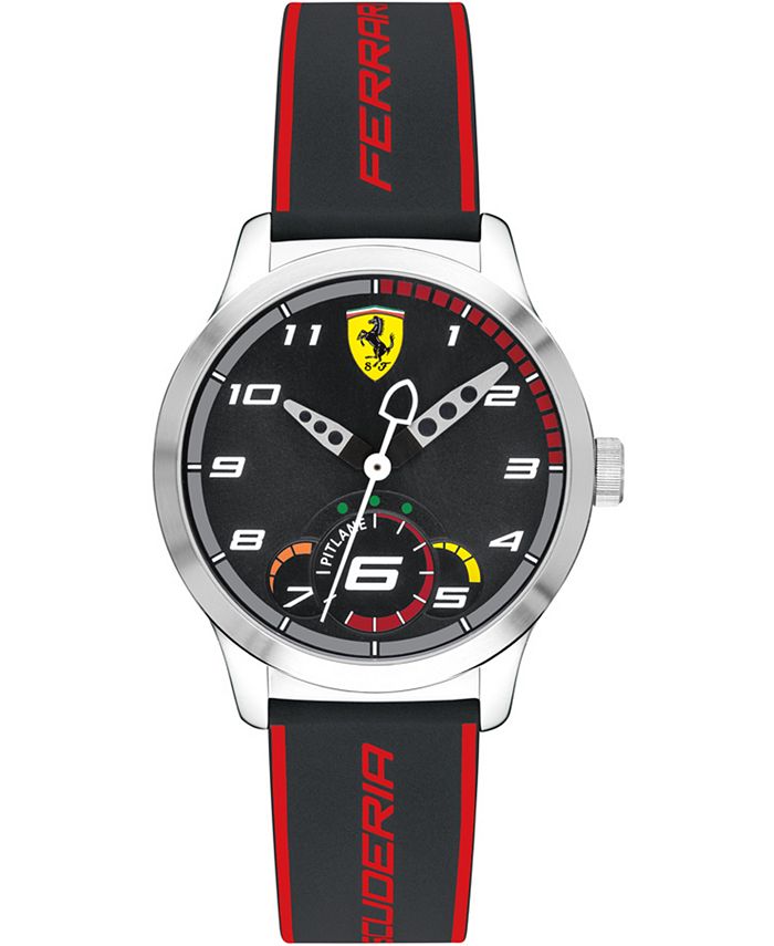Ferrari Kids Pitlane Black Silicone Strap Watch 34mm - Macy's