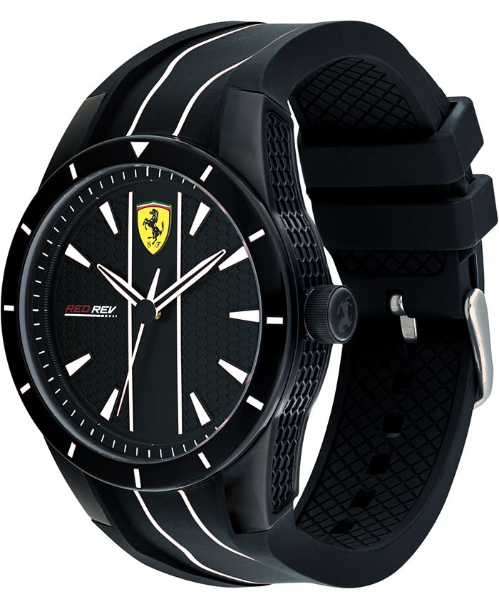 Ferrari Men's Red Rev Black Silicone Strap Watch 44mm - Macy's