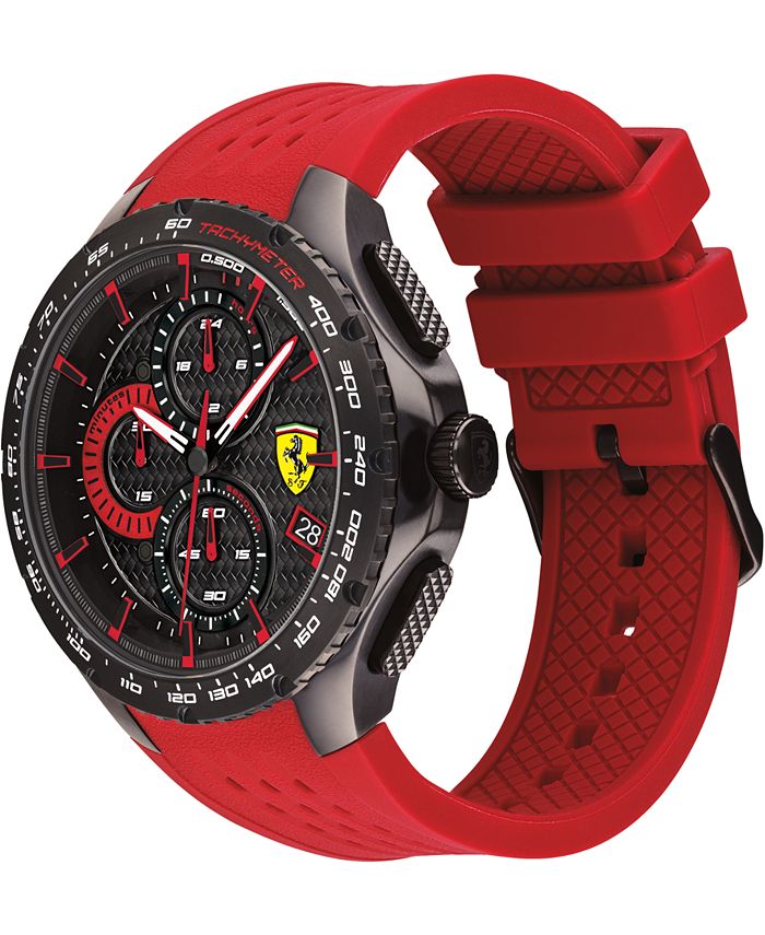 Ferrari Men's Chronograph Pista Red Silicone Strap Watch 44mm - Macy's