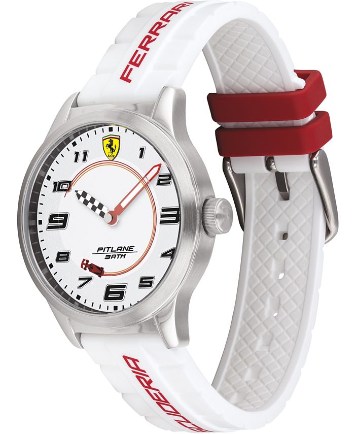 Ferrari Kid's Pitlane White Silicone Strap Watch 34mm - Macy's