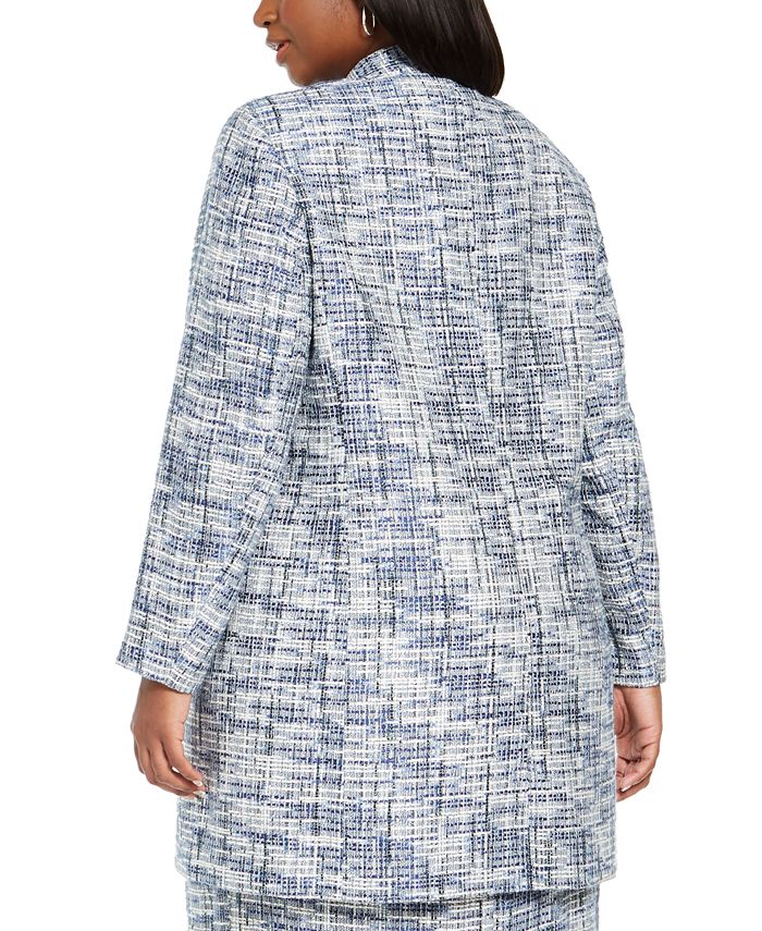 Calvin Klein Plus Size Tweed Open-Front Topper Jacket - Macy's