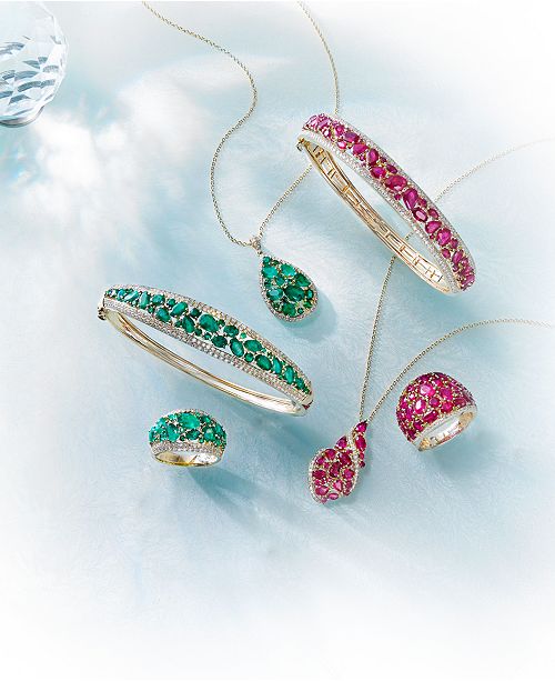 EFFY Collection EFFY® Emerald (4-1/3 ct. t.w.) & Diamond (1/5 ct. t.w ...