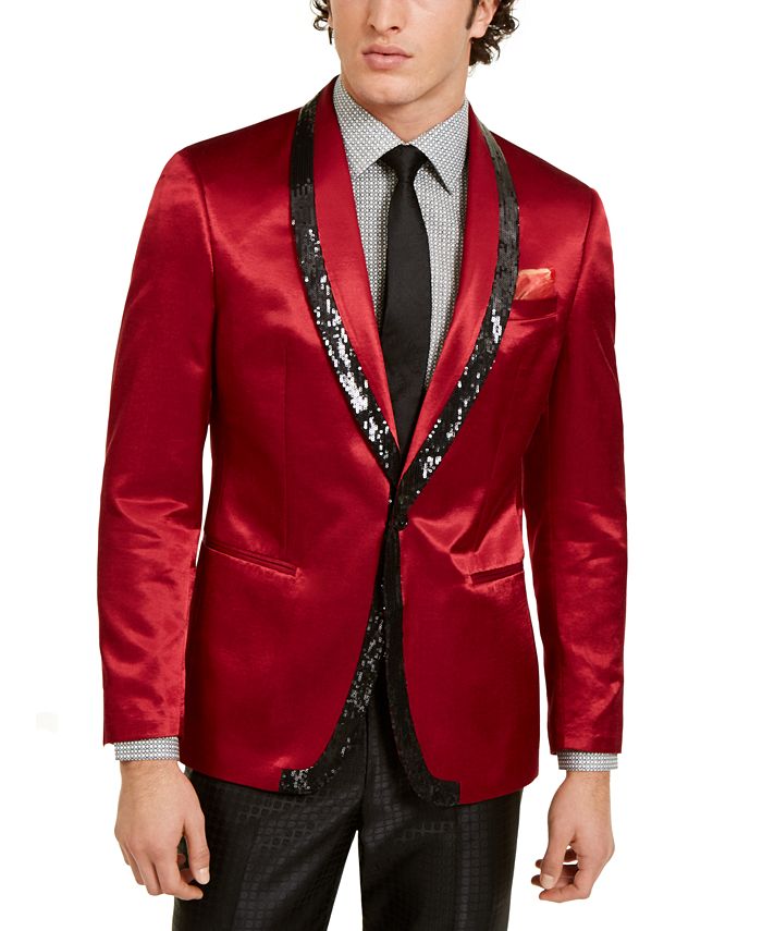 Tallia Orange Men's Slim-Fit Red/Black Sequin Evening Jacket - Macy's
