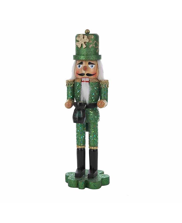 Kurt Adler 15-Inch Wooden Irish Nutcracker on Shamrock Base - Macy's