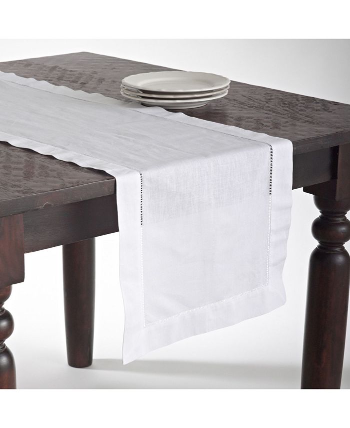 Saro Lifestyle Hemstitched Linen Blend Table Runner - Macy's