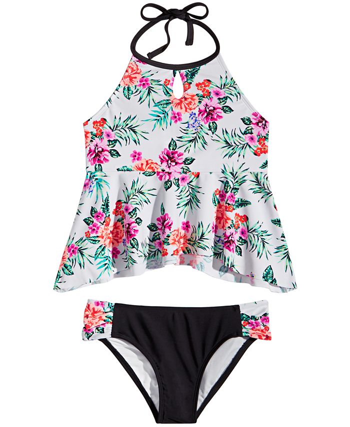 Glitter Beach Big Girls 2-Pc. Ruffle-Hem Tankini Swim Suit - Macy's
