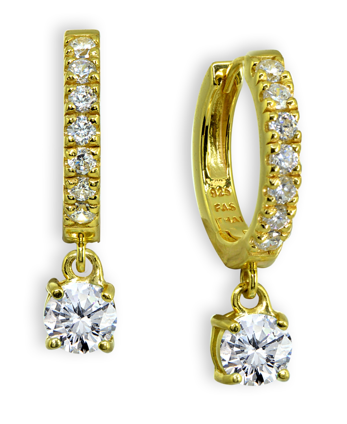 Click here for Cubic Zirconia Dangle Drop Huggie Hoop Earring in... prices