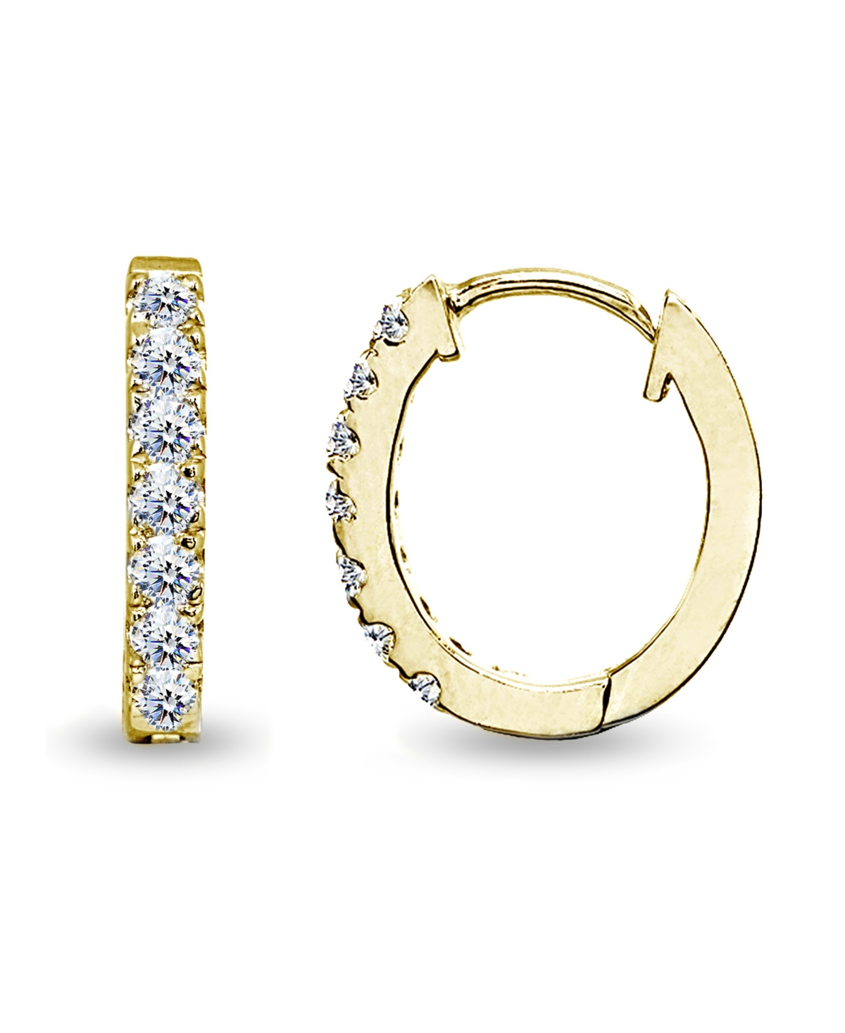 Click here for Cubic Zirconia Oval Huggie Hoop Earrings in Sterli... prices