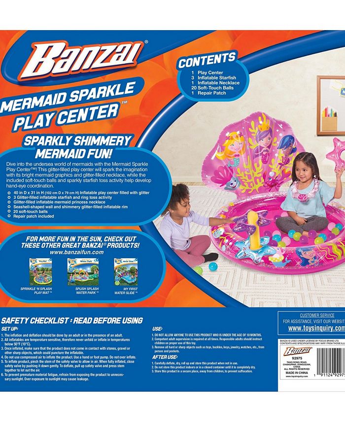 Redbox Banzai Mermaid Sparkle Play Center Inflatable Ball Pit -Includes ...