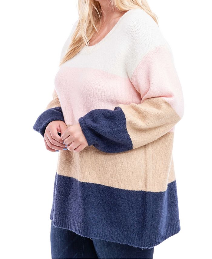 Fever Plus Size Multicolored Colorblocked Sweater - Macy's