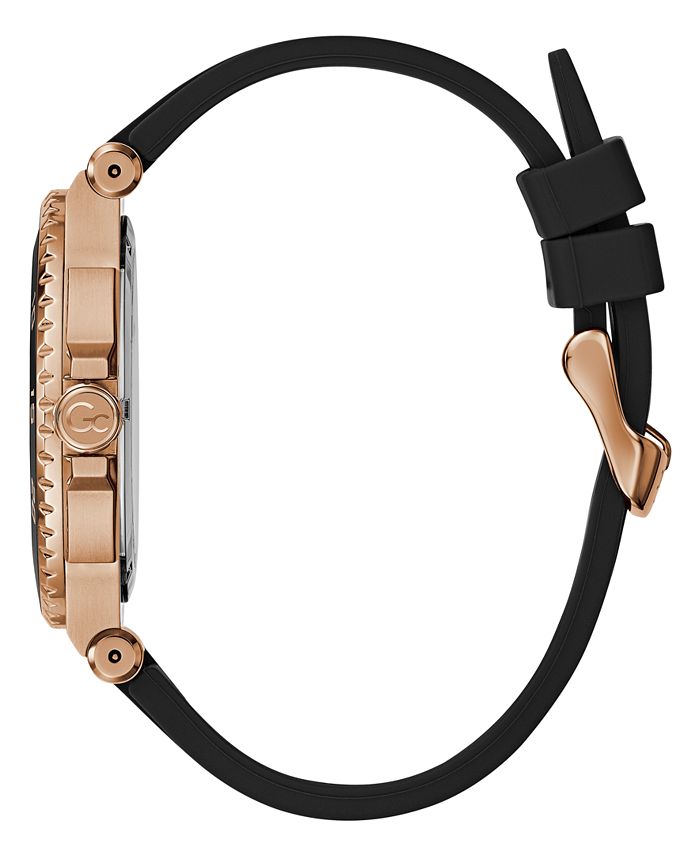 GUESS Gc Men's Structura Diver Black Silicone Strap Watch 44mm - Macy's