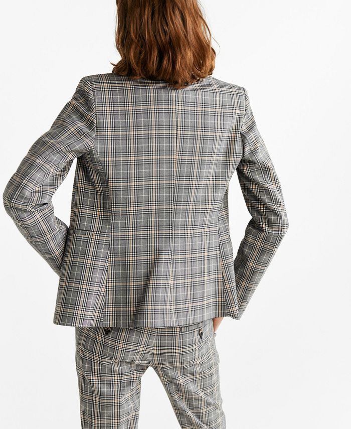 MANGO Check Suit Blazer - Macy's