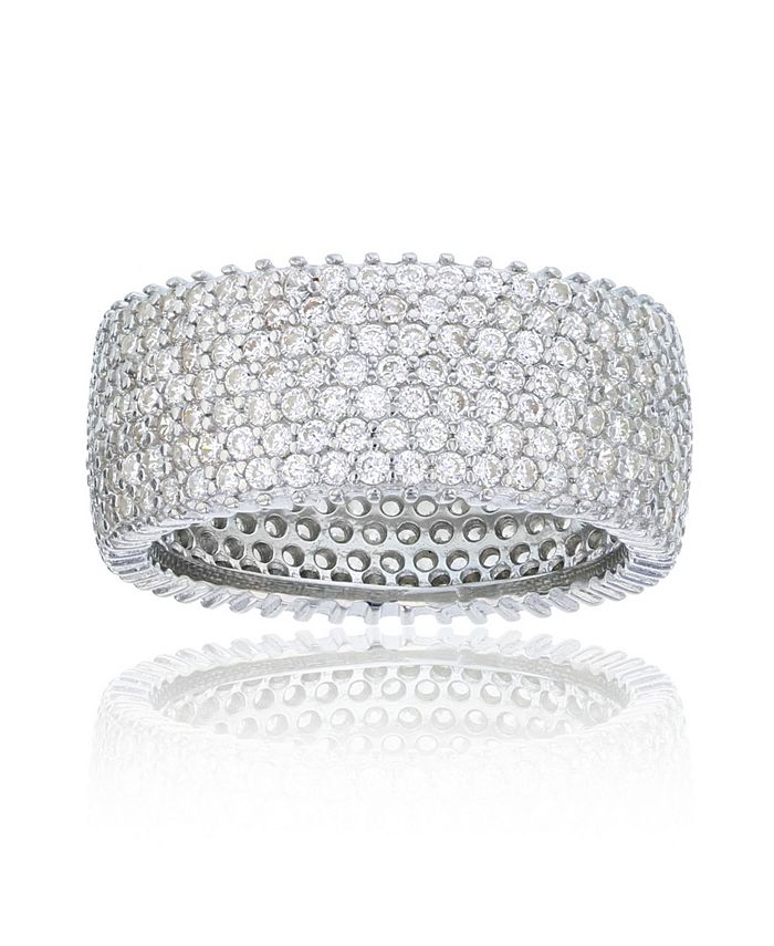 Macy's Cubic Zirconia Micropaved Multi Row Eternity Band in Rhodium ...