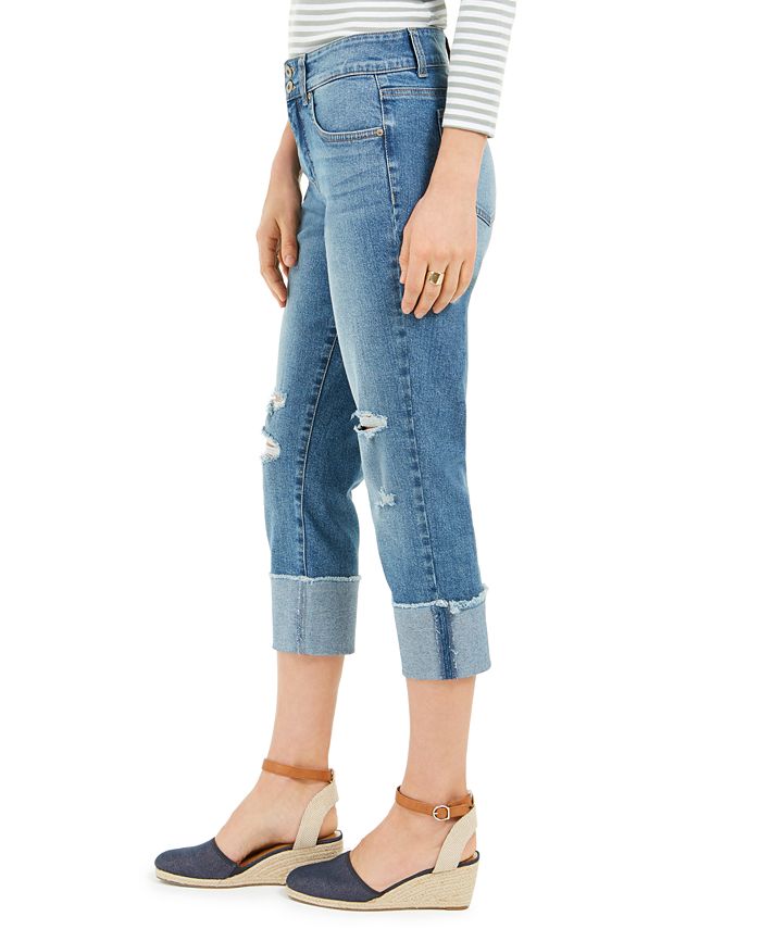 Style & Co Destructed Cuffed Capri Jeans, Created for Macy's - Macy's