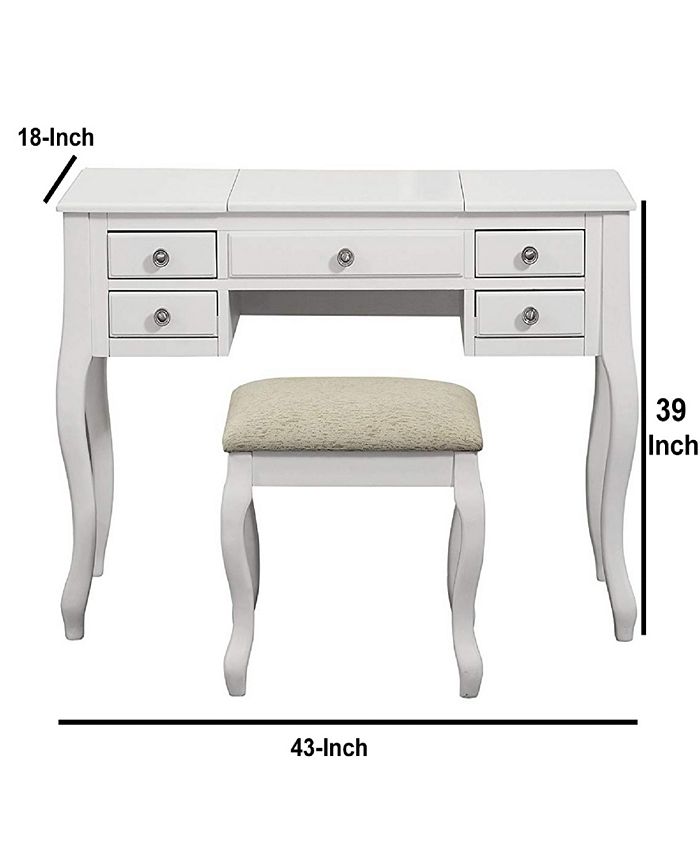 Benzara Vanity Set Featuring Stool And Mirror - Macy's