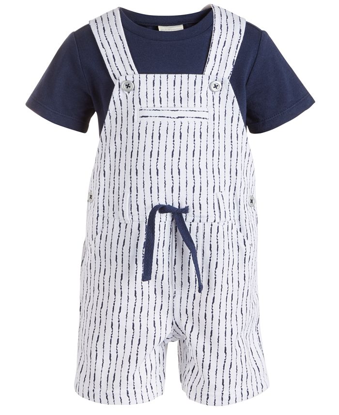 First Impressions Baby Boys 2-Pc. T-Shirt & Shibori Striped Shortalls Set, Created for Macy's ...