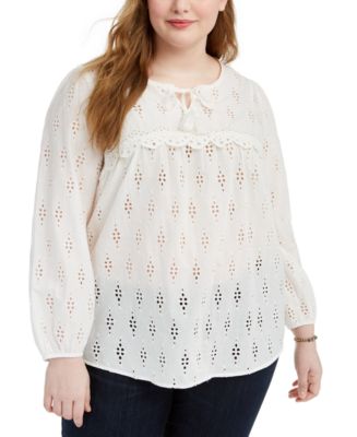 Style & Co Plus Size Eyelet Blouse, Created for Macy's - Macy's