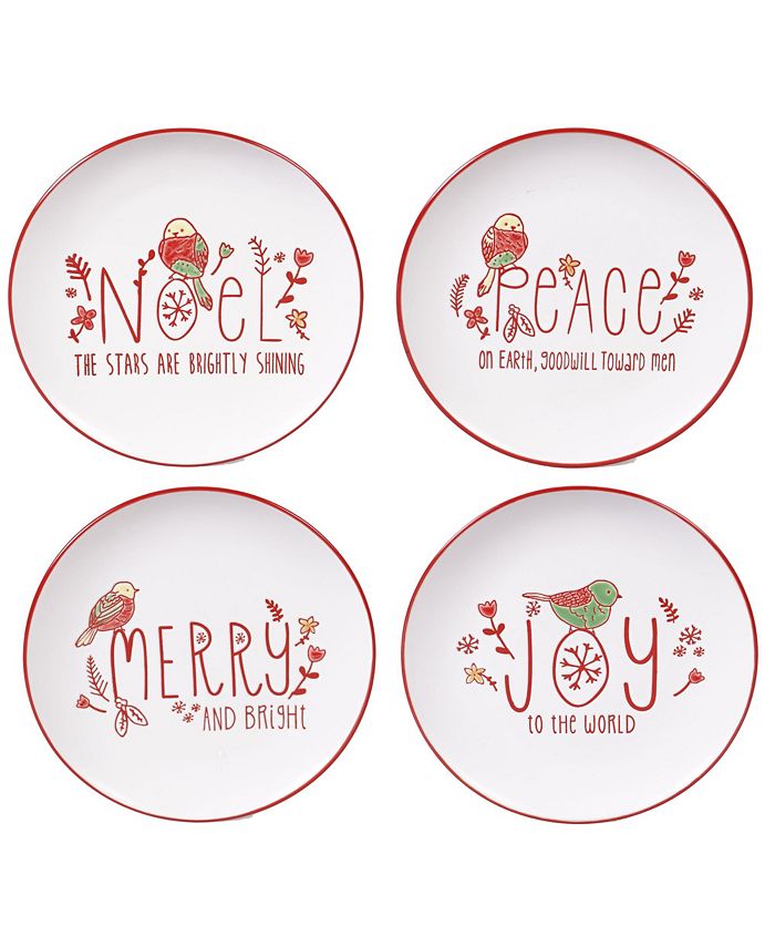 Certified International Holiday Greetings 4-Pc. Dessert Plates - Macy's