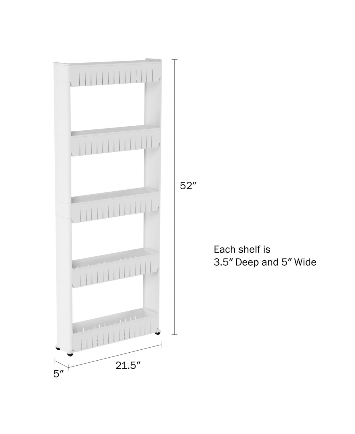 Lavish Home Slim Slide Out 5 Tier Storage Tower With Wheels - White ...