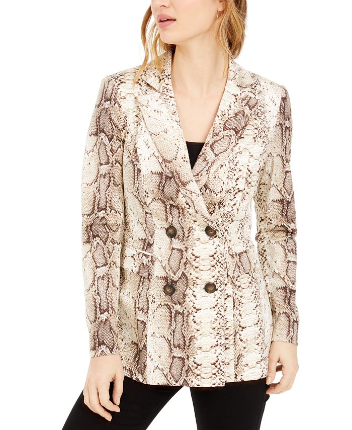 Bar III Snake-Print Blazer, Created for Macy's - Macy's