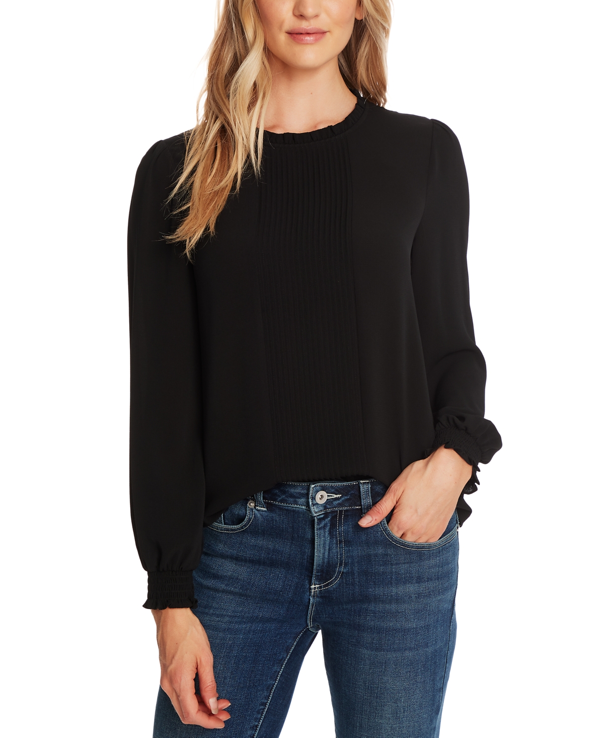 Click here for CeCe Womens Long Sleeve Smocked Cuff Pin-Tuck Fron... prices