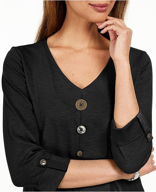 JM Collection Button-Front Textured Top, Created for Macy's & Reviews ...
