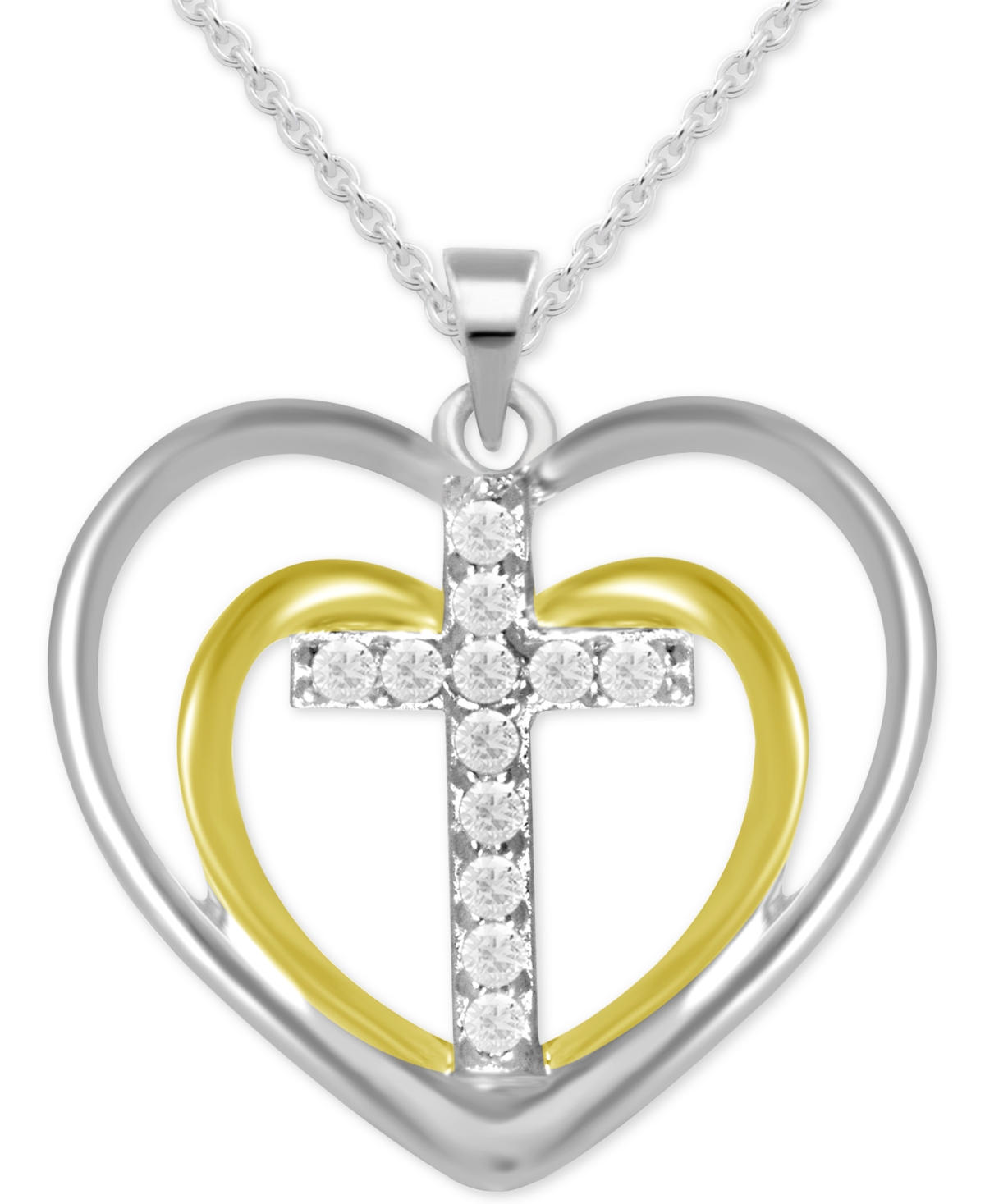 Click here for Diamond Double Heart Cross Pendant Necklace (1/10... prices