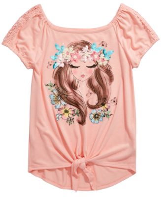 Beautees Big Girls Lace-Trim Flip Sequin Top - Macy's