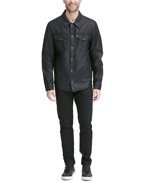 Levi's Men's Classic Faux-Leather Shirt Jacket & Reviews - Coats ...