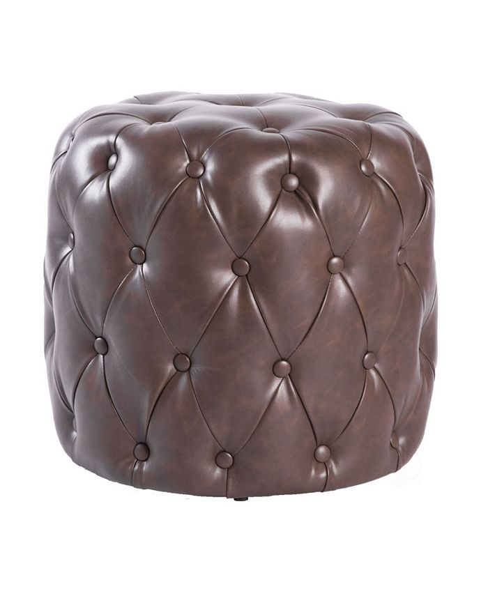 Bold Tones Tufted Modern Leather Round Ottoman Stool - Macy's