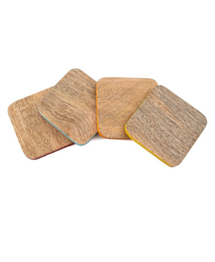 Thirstystone CLOSEOUT! Set of 4 Square Multi-Color Wood Coasters - Macy's