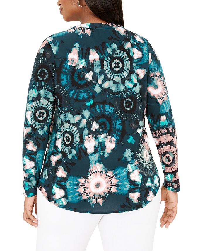INC International Concepts INC Plus Size Printed Split-Neck Top ...
