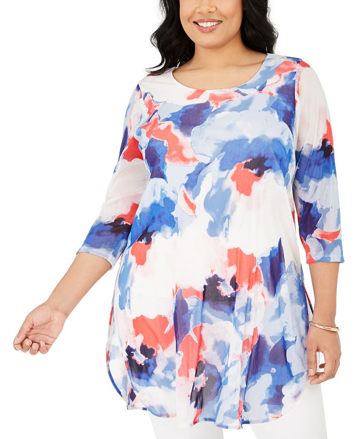 Alfani Plus Size Printed Tunic, Created for Macy's - Macy's