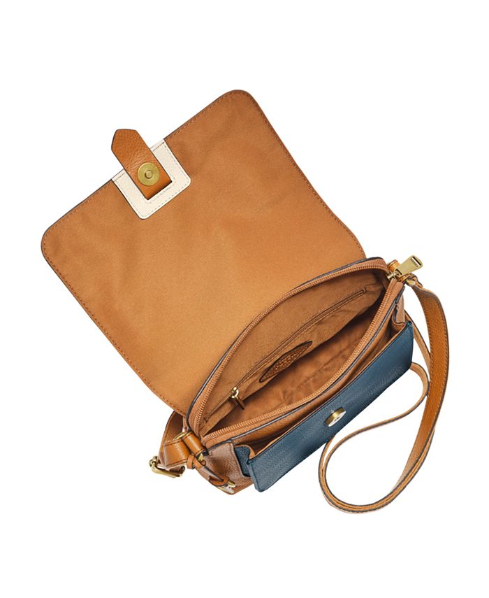 Fossil Kinley Small Colorblock Leather Crossbody - Macy's