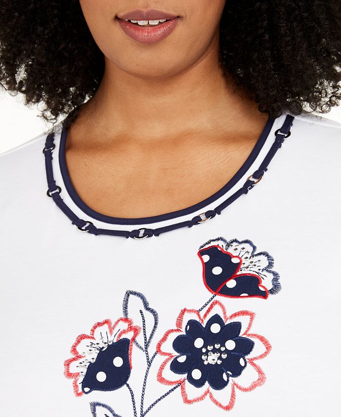 Alfred Dunner Plus Size Ship Shape Embellished Top - Macy's