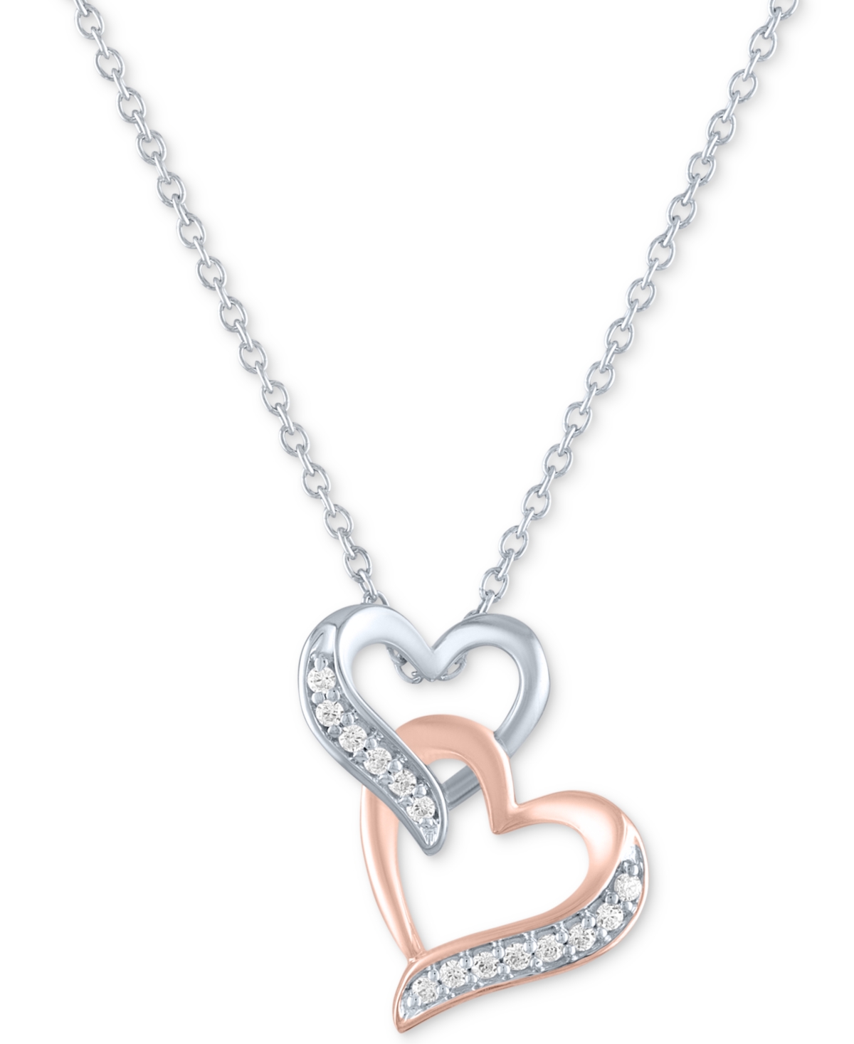 Click here for Diamond Double Heart Pendant Necklace (1/10 ct. t.... prices
