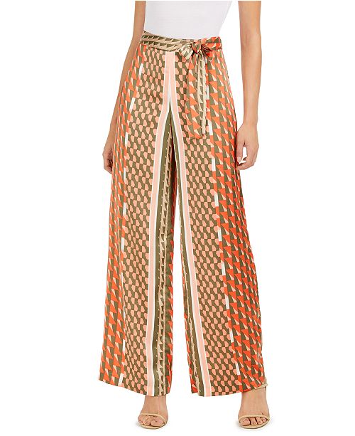 Bar III Geo-Print Tie-Waist Pants, Created for Macy's & Reviews - Pants ...