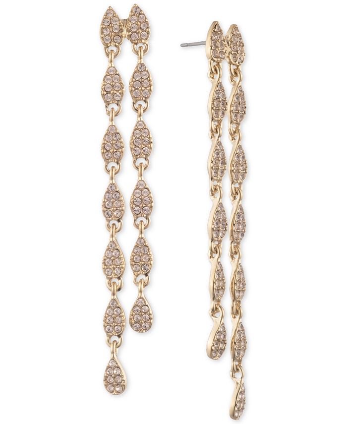 Givenchy Pavé Pear-Shape Double-Row Linear Drop Earrings - Macy's